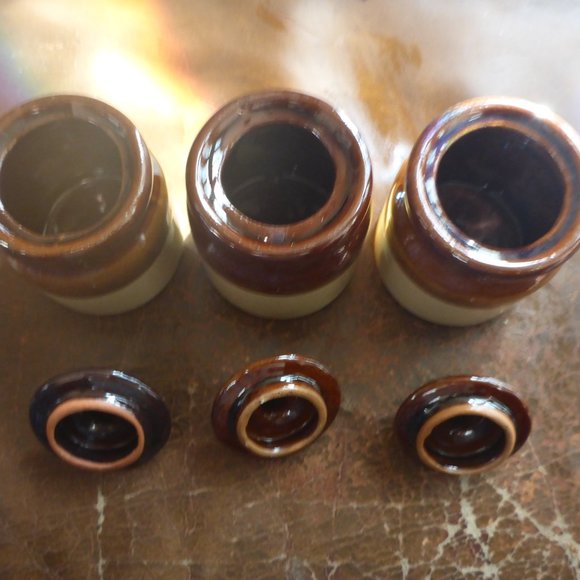 Vintage | Kitchen | Vintage 3 Miniature Earthenware Clay Storage ...